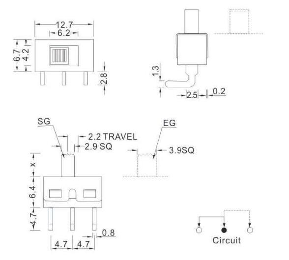 SS-12G06(1p1t)拨动开关 - 颖鑫电子