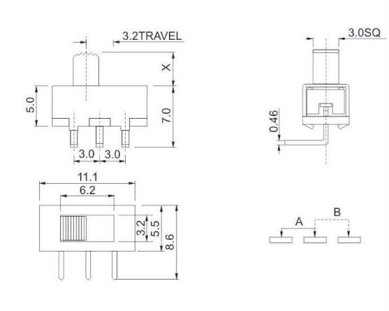 SS-12E21(1p1t)拨动开关【价格 厂家 接线图】-颖鑫电子-轻触开关_USB母座_防水连接器厂家-东莞市颖鑫电子有限公司