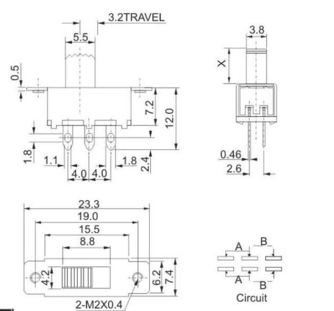 SS-22F25(2P2T)拨动开关【价格 厂家 接线图】-颖鑫电子