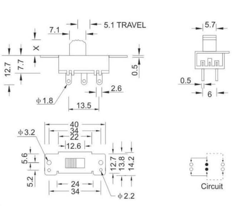 SS-22K22(2P2T)拨动开关 - 颖鑫电子