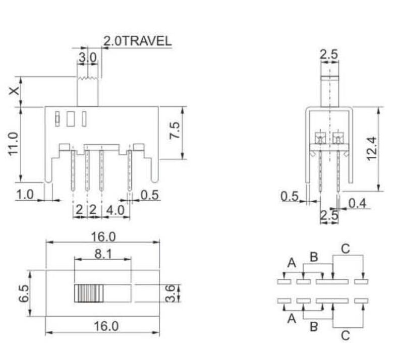 SS-22D03(2P3T)拨动开关【价格 厂家 接线图】-颖鑫电子