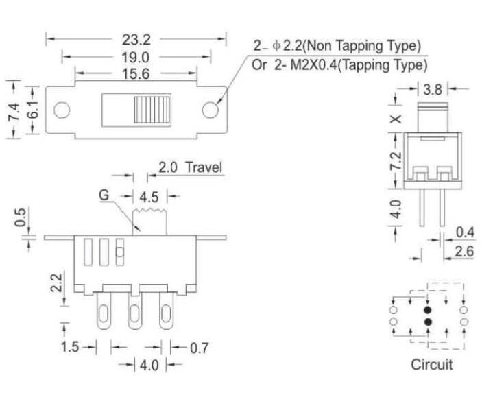 SS-22D32(2P3T)拨动开关 - 颖鑫电子