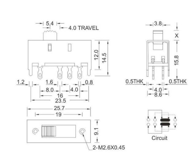 SS-22H03(2P3T)拨动开关 - 颖鑫电子
