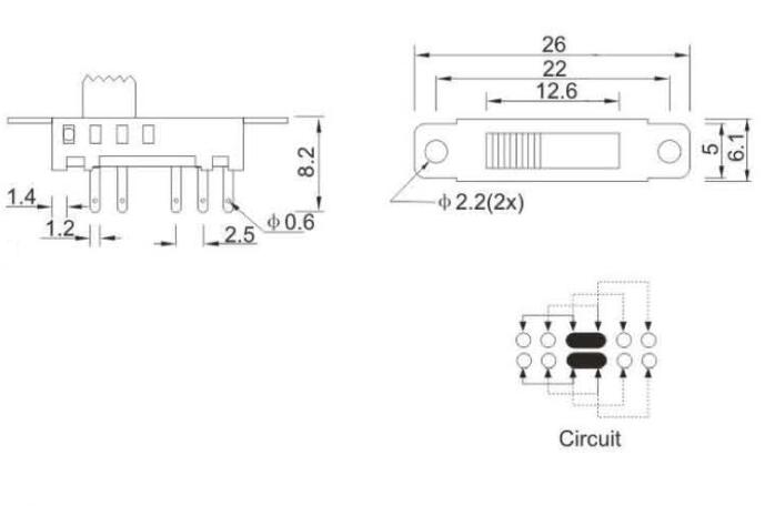 SS-24E04(2P4T)拨动开关 - 颖鑫电子