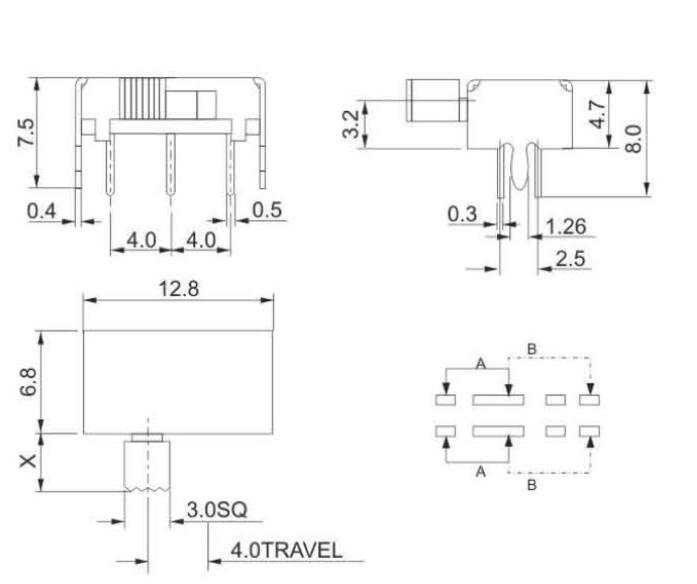 SK-22H07(2P2T)拨动开关 - 颖鑫电子