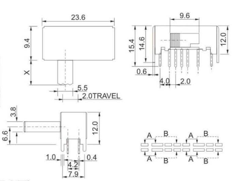 SK-43D01(4P3T)拨动开关 - 颖鑫电子