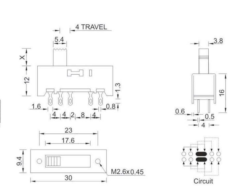 SS-24H04(2P4T)拨动开关 - 颖鑫电子