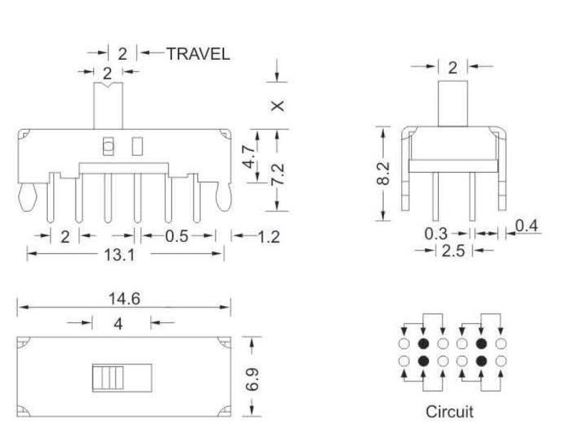 SS-42D02(4P2T)拨动开关 - 颖鑫电子