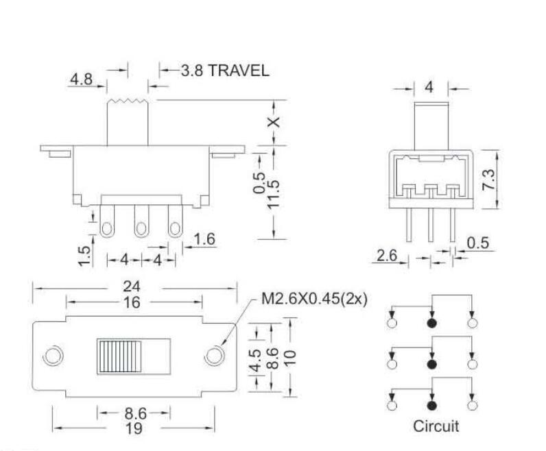 SS-32H01(3P2T)拨动开关 - 颖鑫电子