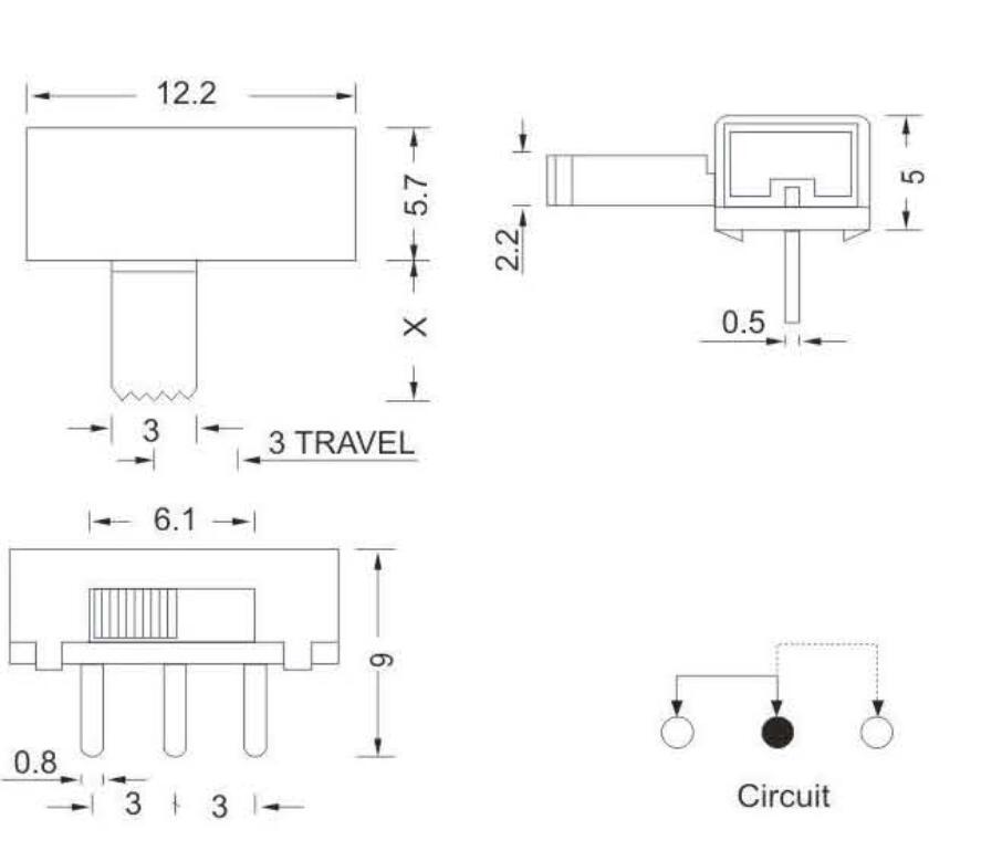 SK-12F04(1P2T)拨动开关 - 颖鑫电子