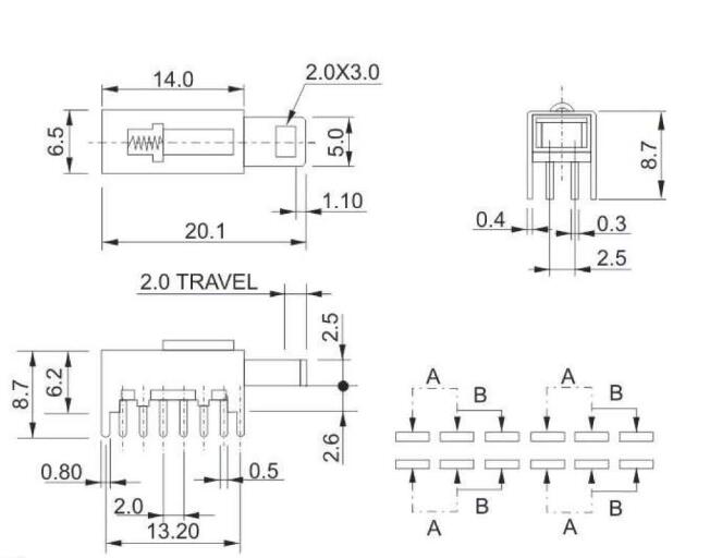 PS-42D02(4P2T)拨动开关 - 颖鑫电子