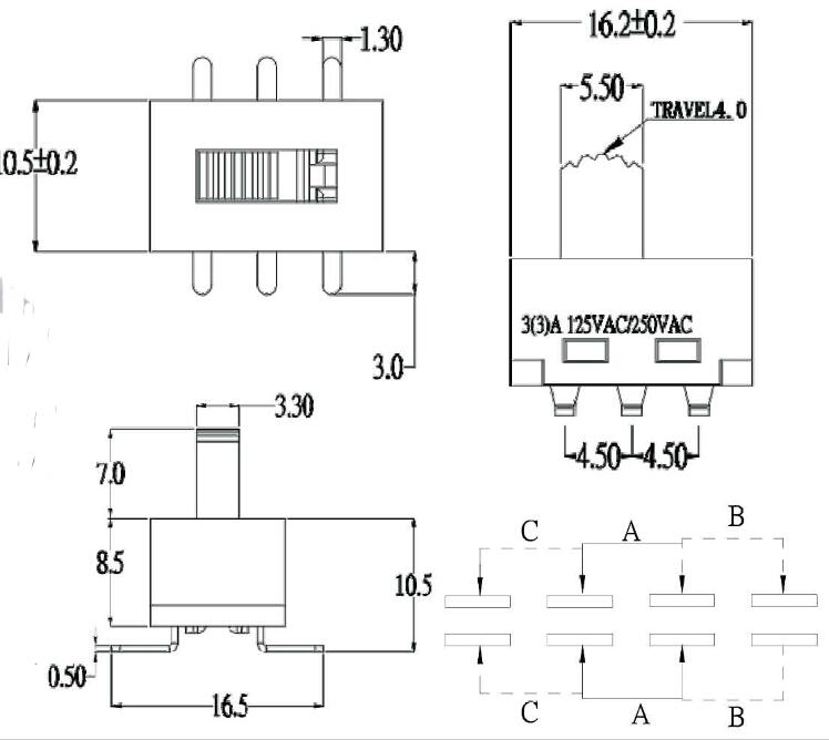SS-23H25-T拨动开关 - 颖鑫电子